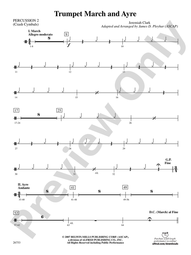 Trumpet March and Ayre: 2nd Percussion: 2nd Percussion Part - Digital ...
