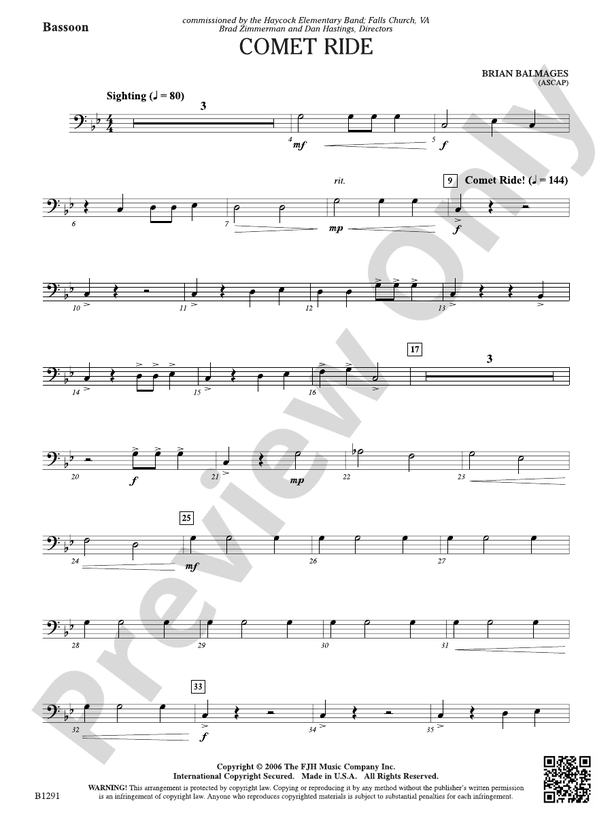 Comet Ride: Bassoon: Bassoon Part: Brian Balmages - Digital Sheet Music ...