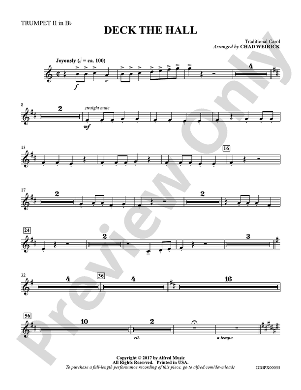 Deck the Hall: 2nd B-flat Trumpet: 2nd B-flat Trumpet Part - Digital Sheet Music Download