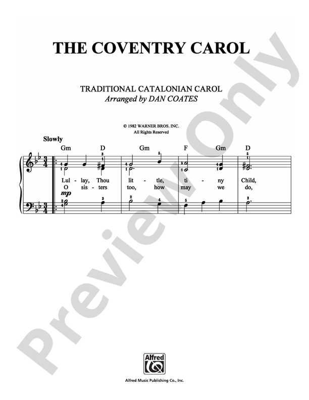 The Coventry Carol: Easy Piano: Traditional - Digital Sheet Music Download