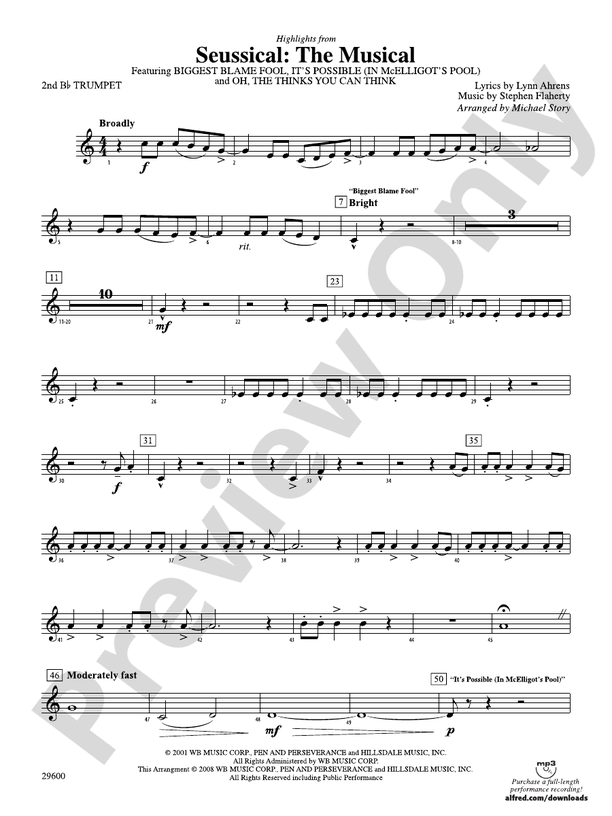Seussical: The Musical: 2nd B-flat Trumpet: 2nd B-flat Trumpet Part ...