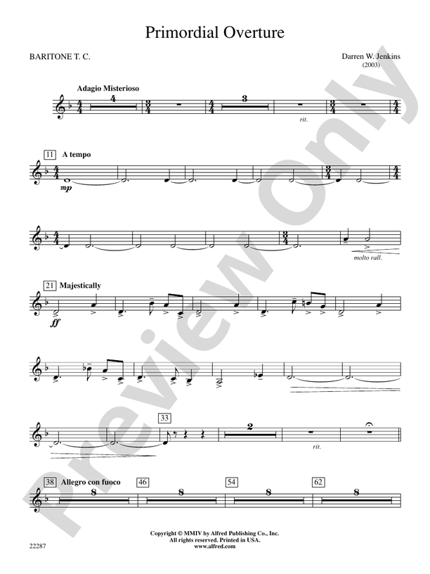 Primordial Overture: Baritone T.C.: Baritone T.C. Part - Digital Sheet ...