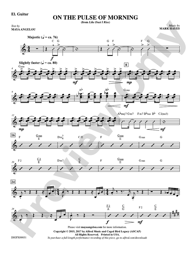 On the Pulse of Morning: Guitar: Guitar Part - Digital Sheet Music Download
