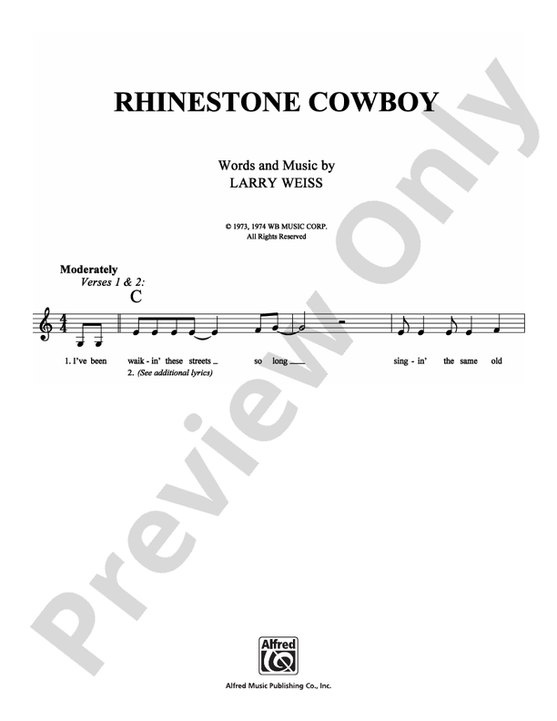 Rhinestone Cowboy: Lead Sheet: Glen Campbell - Digital Sheet Music Download