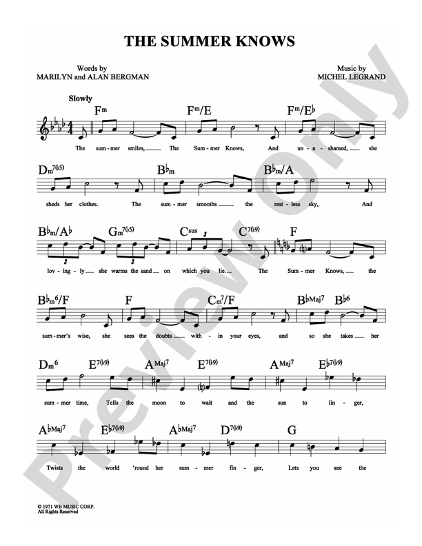 The Summer Knows: Lead Sheet: Michel Legrand - Digital Sheet Music Download The Summer Knows: Lead Sheet: Michel Legrand - Digital Sheet Music Download