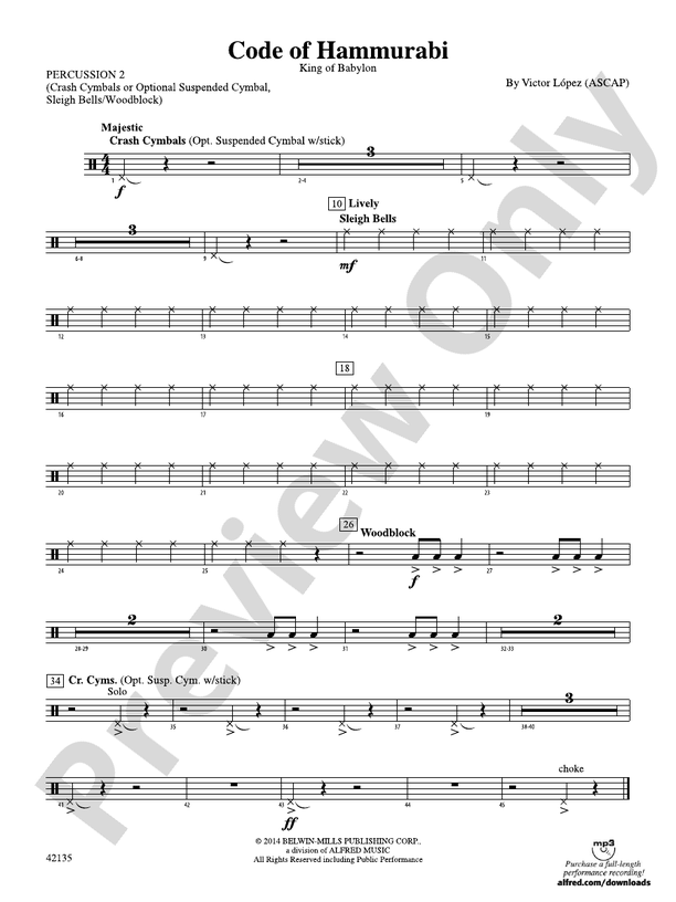 Code of Hammurabi: 2nd Percussion: 2nd Percussion Part - Digital Sheet ...