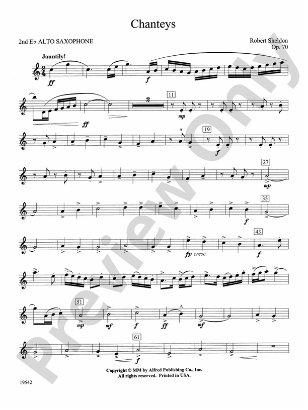 Chanteys: 2nd E-flat Alto Saxophone: 2nd E-flat Alto Saxophone Part - Digital Sheet Music Download