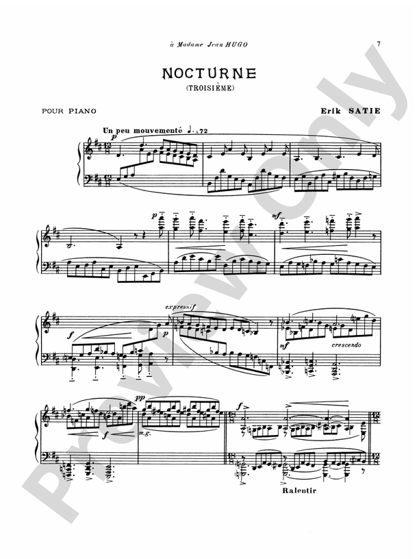 Satie: Five Nocturnes: No. 3 Part - Digital Sheet Music Download