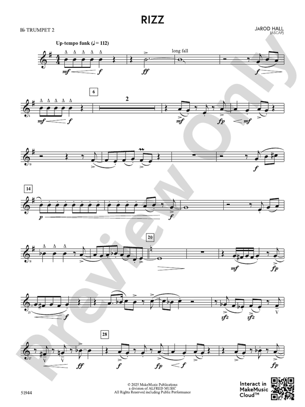 Rizz: 2nd B-flat Trumpet: 2nd B-flat Trumpet Part - Digital Sheet Music ...