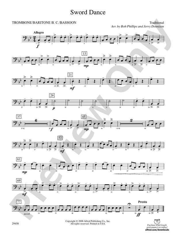 Sword Dance: 1st Trombone: 1st Trombone Part - Digital Sheet Music Download