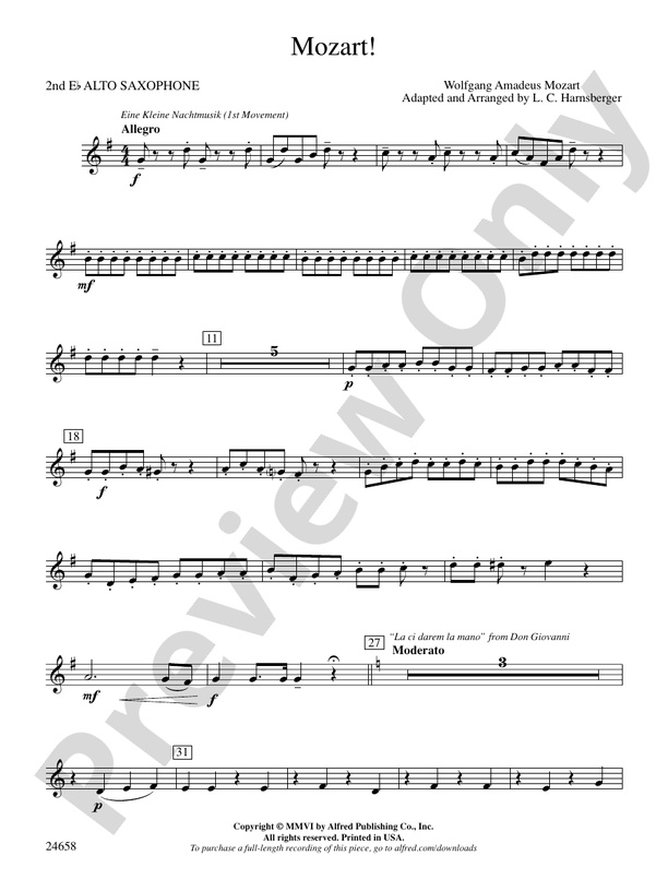 Mozart!: 2nd E-flat Alto Saxophone: 2nd E-flat Alto Saxophone Part - Digital Sheet Music Download