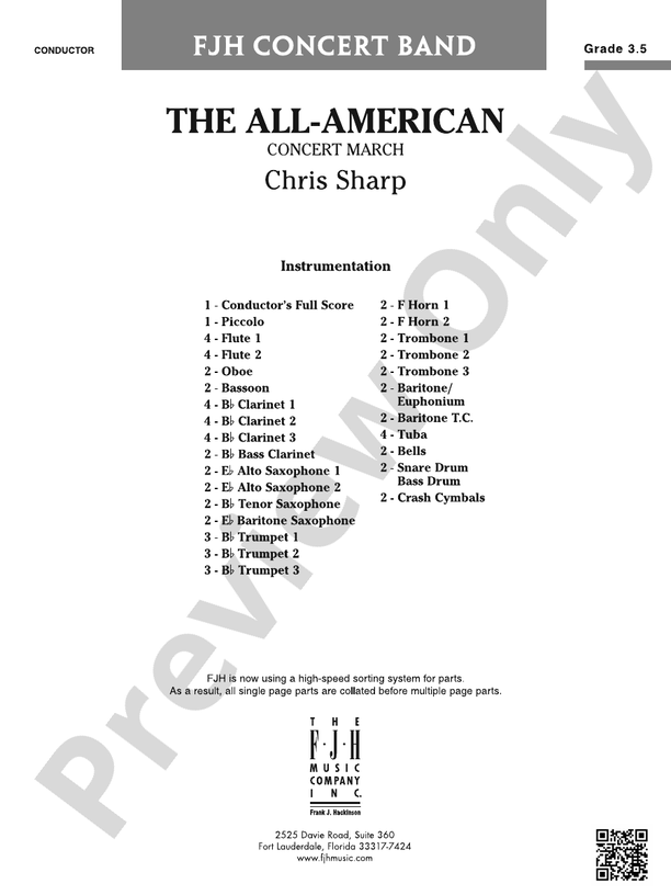 The All-American (Concert March): Concert Band Conductor Score & Parts: Chris Sharp - Digital ...