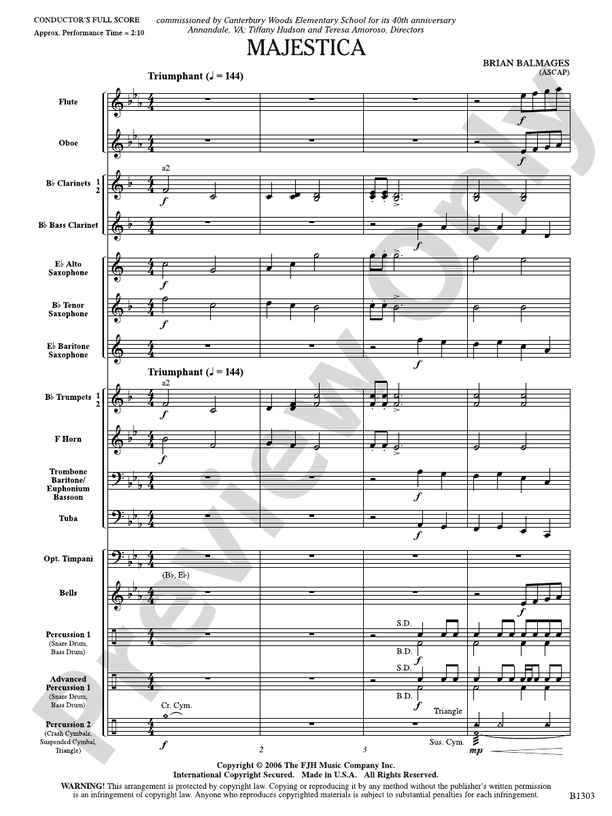 Majestica: Concert Band Conductor Score & Parts: Brian Balmages ...