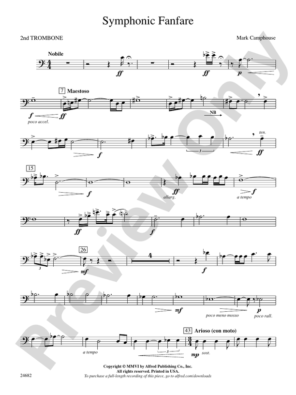 Symphonic Fanfare: 2nd Trombone: 2nd Trombone Part - Digital Sheet Music Download