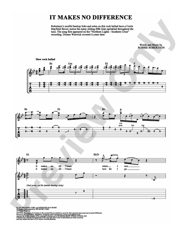 It Makes No Difference: Guitar TAB: Robbie Robertson - Digital Sheet ...