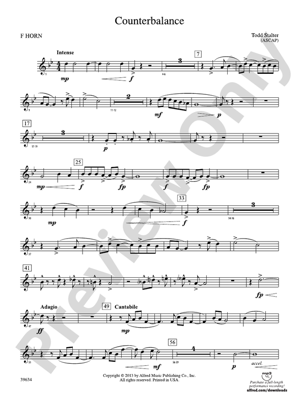 Counterbalance: 1st F Horn: 1st F Horn Part - Digital Sheet Music Download