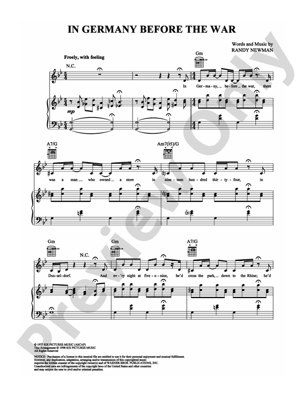 In Germany Before the War: Piano/Vocal/Chords: Randy Newman - Digital ...