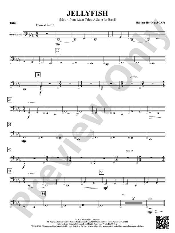 Jellyfish - Mvt. 4 from Water Tales: A Suite for Band: Tuba: Tuba Part ...