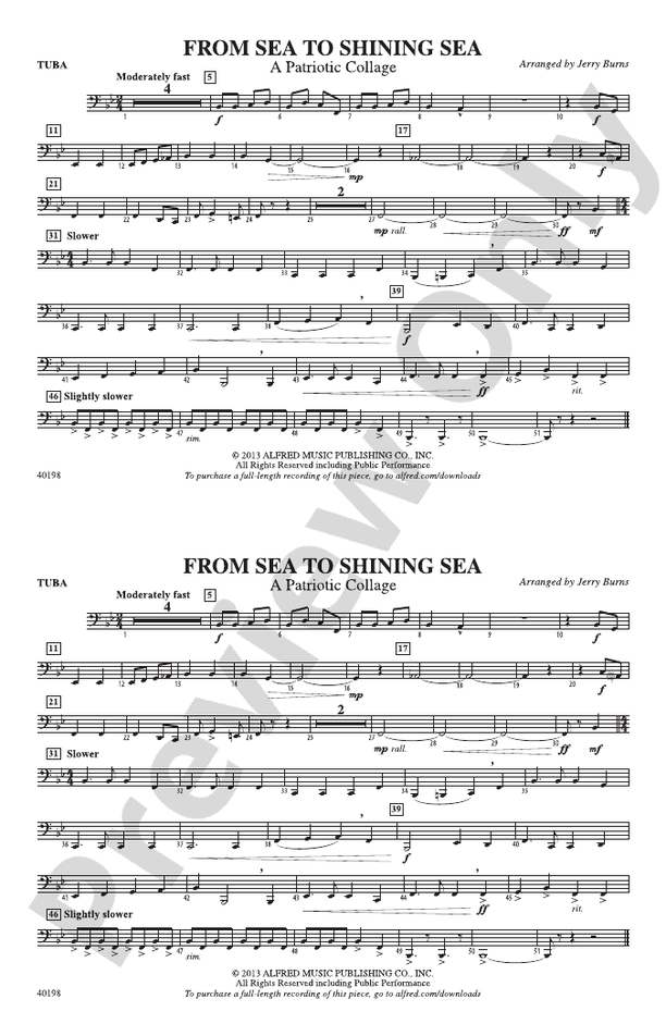 From Sea to Shining Sea: Tuba: Tuba Part - Digital Sheet Music Download