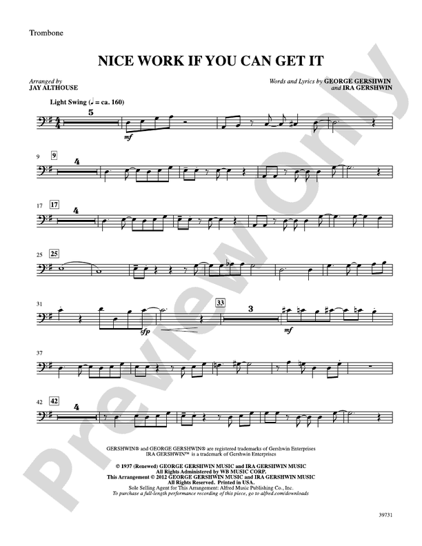 Nice Work If You Can Get It: 1st Trombone: 1st Trombone Part - Digital Sheet Music Download