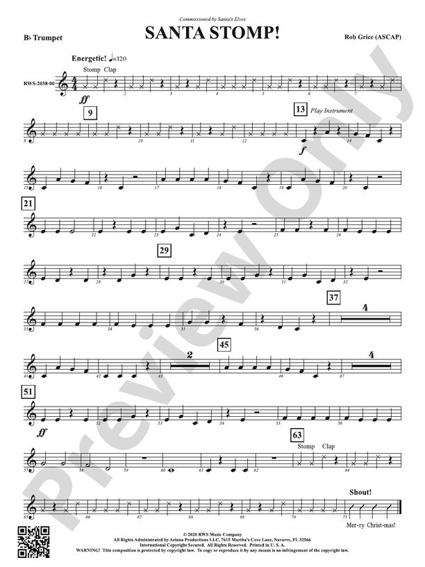 Santa Stomp!: 1st B-flat Trumpet: 1st B-flat Trumpet Part: Rob Grice ...