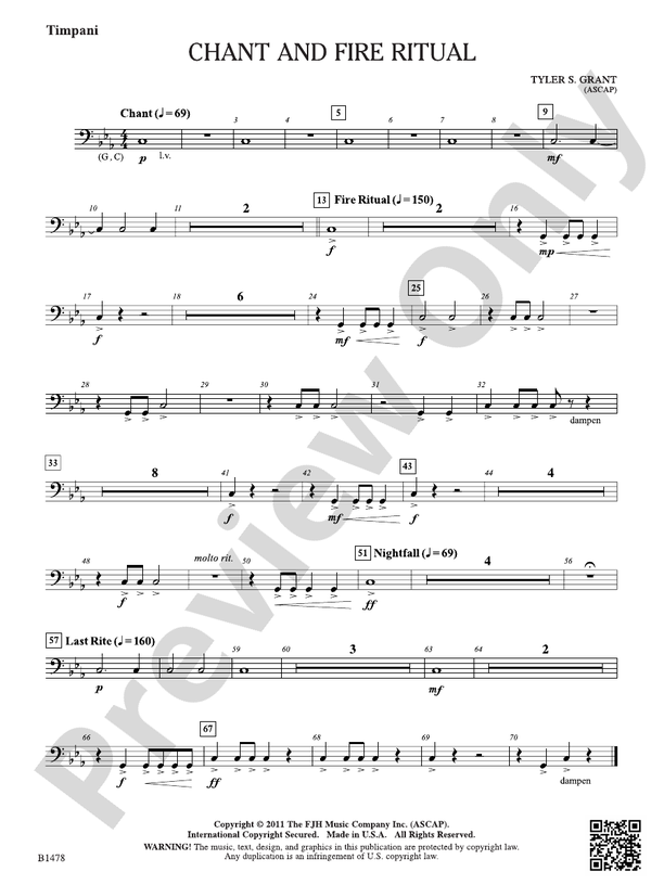 Chant and Fire Ritual: Timpani: Timpani Part: Tyler S. Grant - Digital ...
