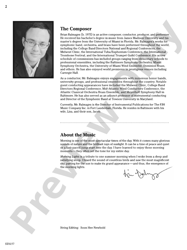 Morning Lights: Score: String Orchestra Score: Brian Balmages - Digital ...