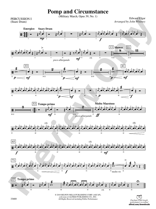 Pomp and Circumstance: 1st Percussion: 1st Percussion Part - Digital ...