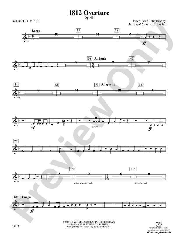 1812 Overture: 3rd B-flat Trumpet: 3rd B-flat Trumpet Part - Digital Sheet Music Download