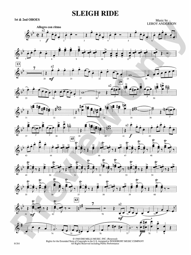 Sleigh Ride: 1st & 2nd Oboe: 1st & 2nd Oboe Part - Digital Sheet Music ...