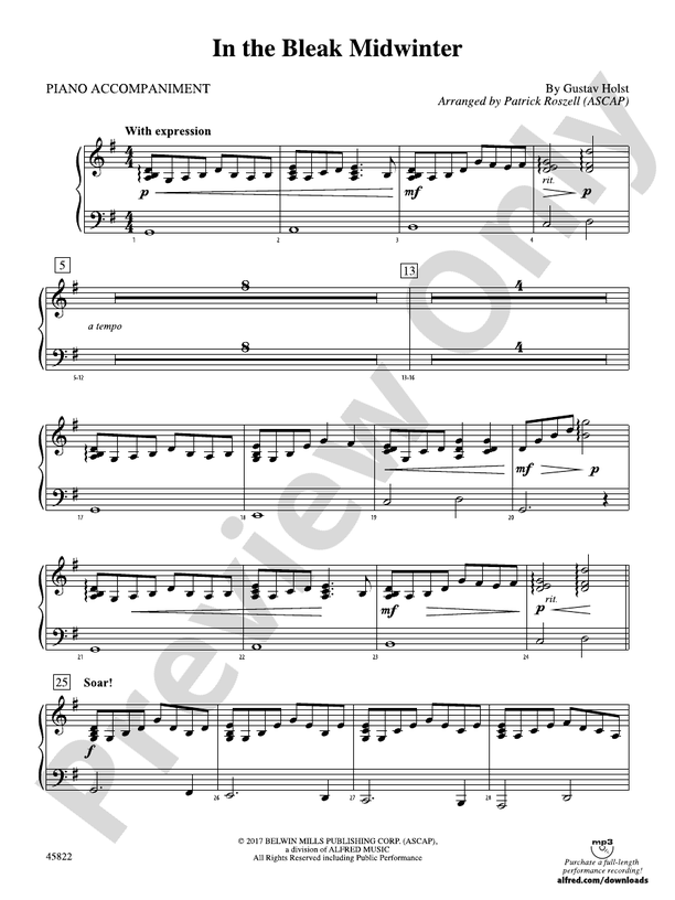 In the Bleak Midwinter: Piano Accompaniment: Piano Accompaniment Part ...
