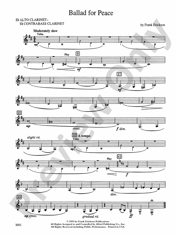 Ballad for Peace: E-flat Alto Clarinet: E-flat Alto Clarinet Part ...