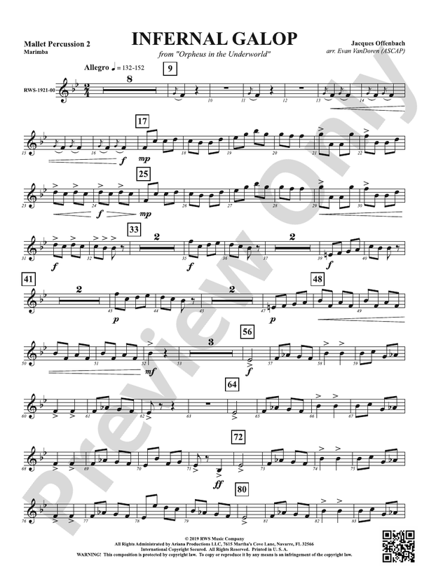Infernal Galop - From Orpheus in the Underworld: 2nd Mallet Percussion ...