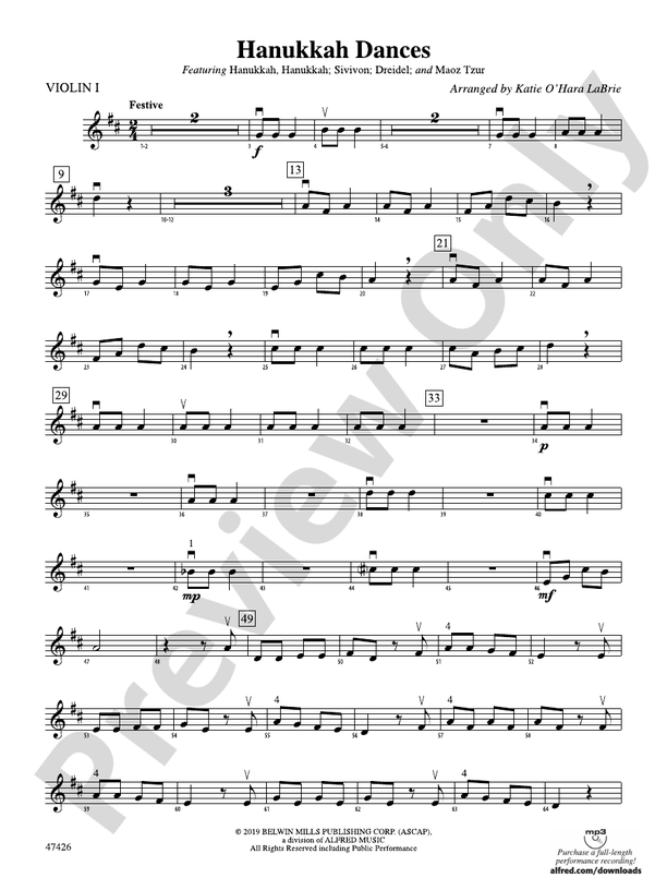 Hanukkah Dances: 1st Violin: 1st Violin Part - Digital Sheet Music Download