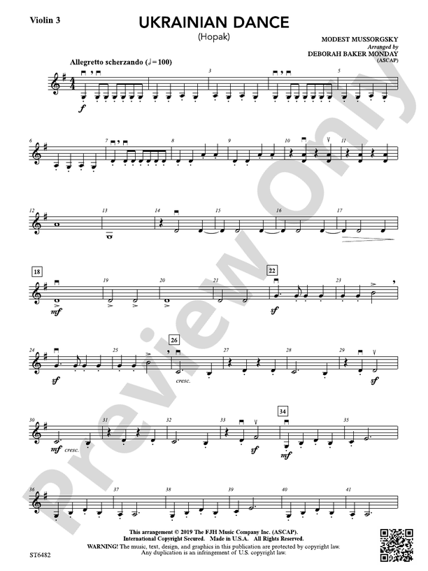 Ukrainian Dance: Violin 3 (Viola T.C.): Violin 3 (Viola T.C.) Part ...