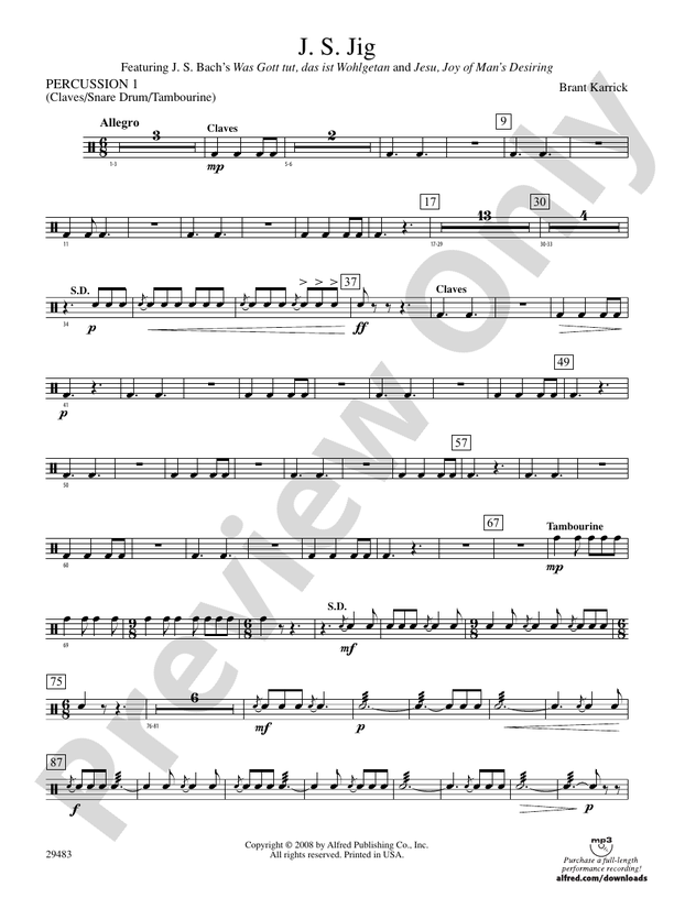 J.S. Jig: 1st Percussion: 1st Percussion Part - Digital Sheet Music ...
