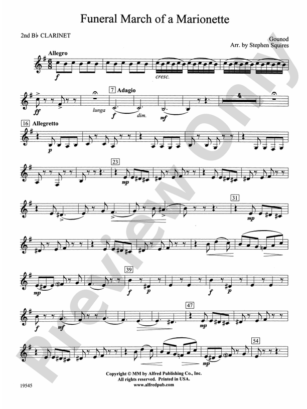 Funeral March of a Marionette: 2nd B-flat Clarinet: 2nd B-flat Clarinet ...