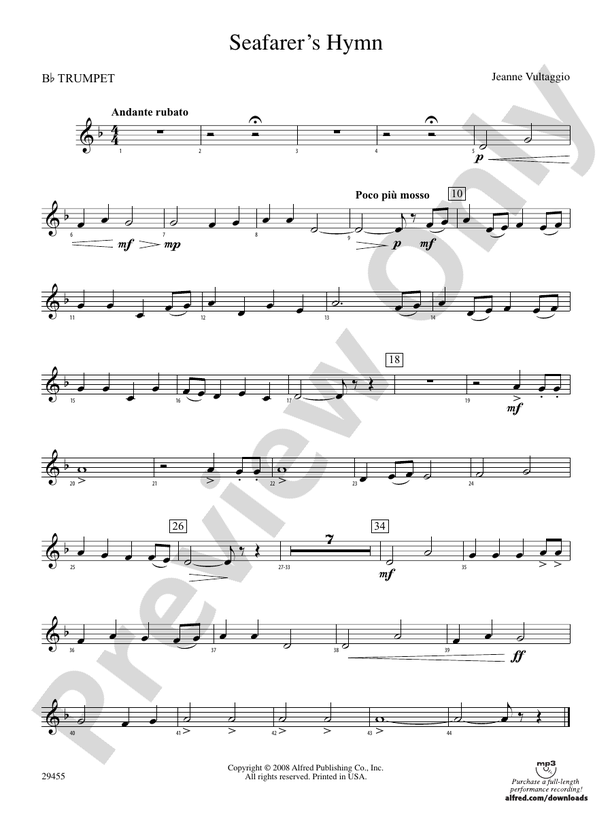 Seafarer's Hymn: 1st B-flat Trumpet: 1st B-flat Trumpet Part - Digital Sheet Music Download