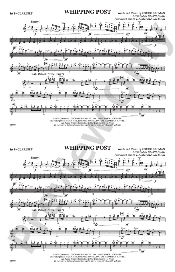 Whipping Post: 1st B-flat Clarinet: 1st B-flat Clarinet Part - Digital ...
