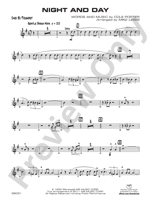 Night and Day: 2nd B-flat Trumpet: 2nd B-flat Trumpet Part - Digital Sheet Music Download