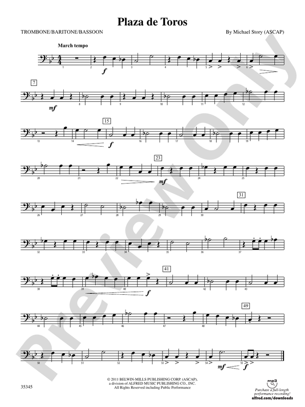 Plaza de Toros: 1st Trombone: 1st Trombone Part - Digital Sheet Music ...