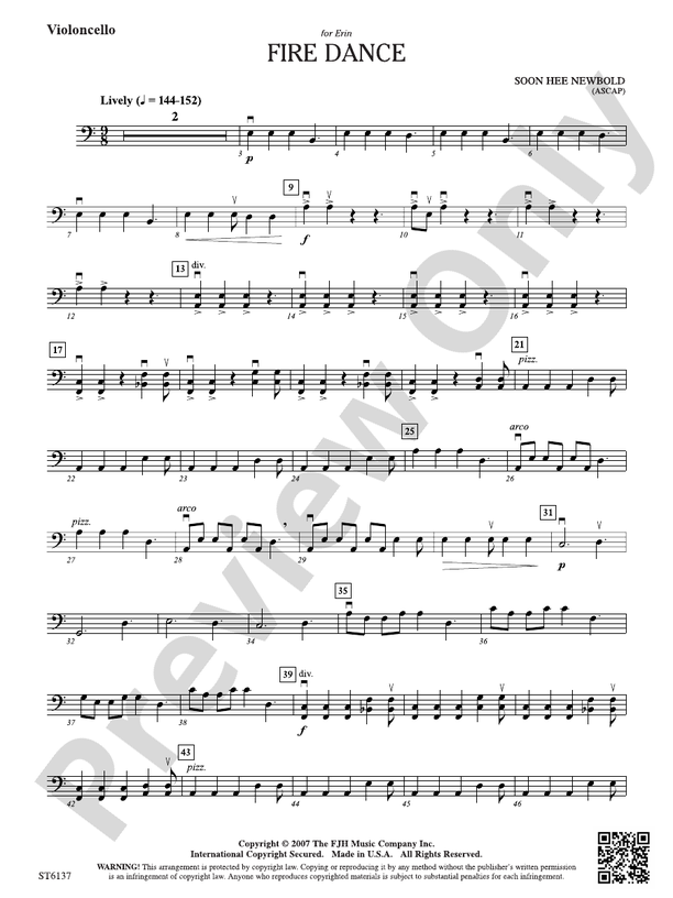 Fire Dance: Violoncello: Violoncello Part: Soon Hee Newbold - Digital ...