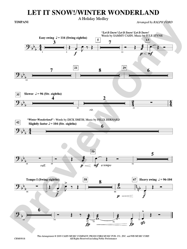 Let It Snow! / Winter Wonderland: Timpani: Timpani Part - Digital Sheet ...