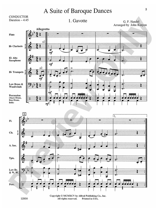A Suite of Baroque Dances: Score: Concert Band Score - Digital Sheet ...