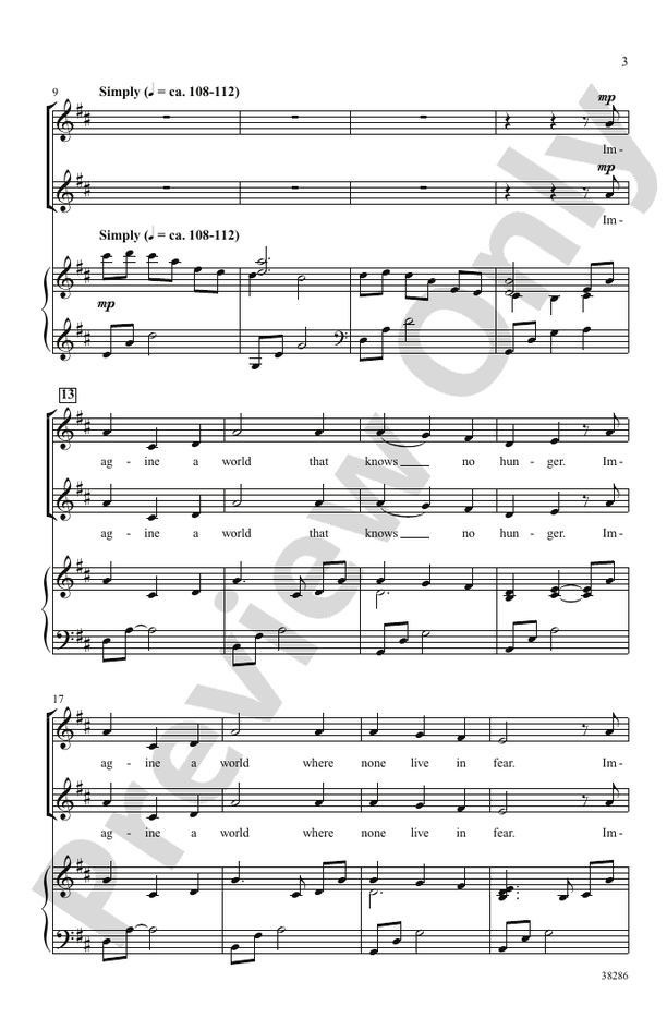 Imagine a World: 2-Part Choral Octavo: David Waggoner - Digital Sheet ...