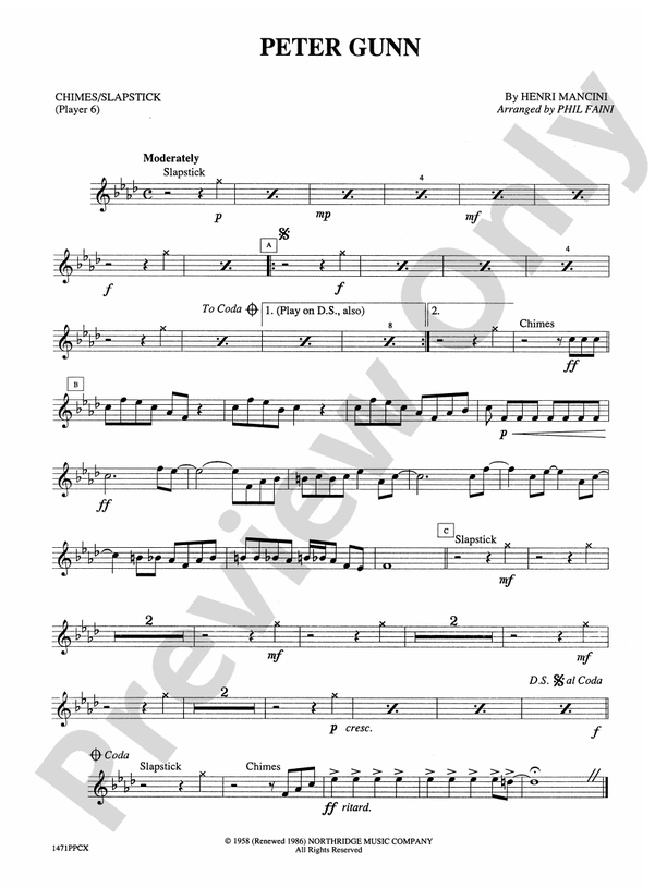 Peter Gunn: Chimes: Chimes Part - Digital Sheet Music Download