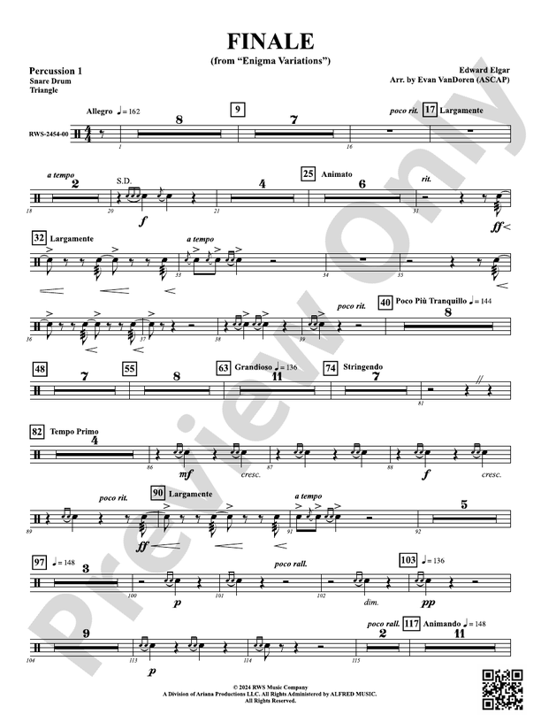 Finale (from "Enigma Variations"): 1st Percussion: 1st Percussion Part ...