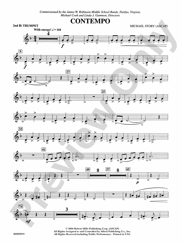 Contempo: 2nd B-flat Trumpet: 2nd B-flat Trumpet Part - Digital Sheet ...