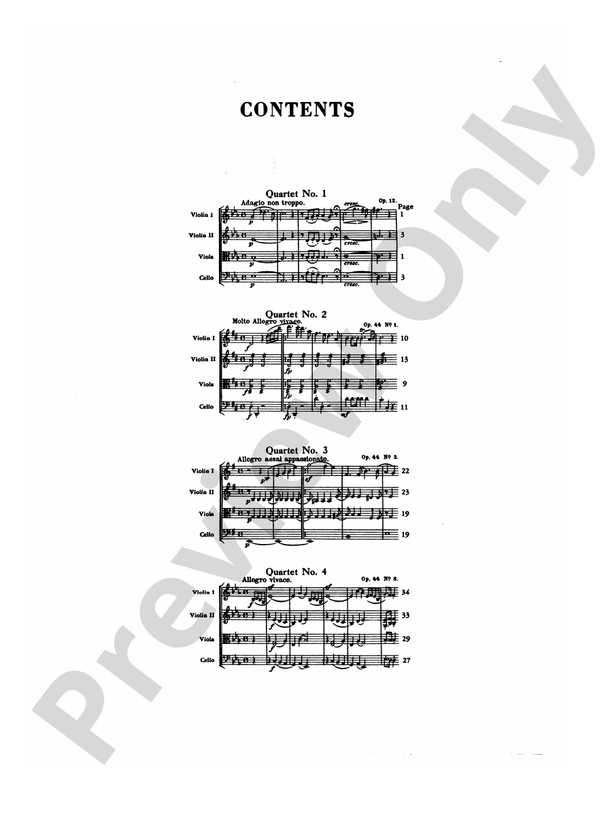String Quartets, Op. 12; Op. 44, Nos. 1, 2 & 3: Cello: Cello Part - Digital Sheet Music Download