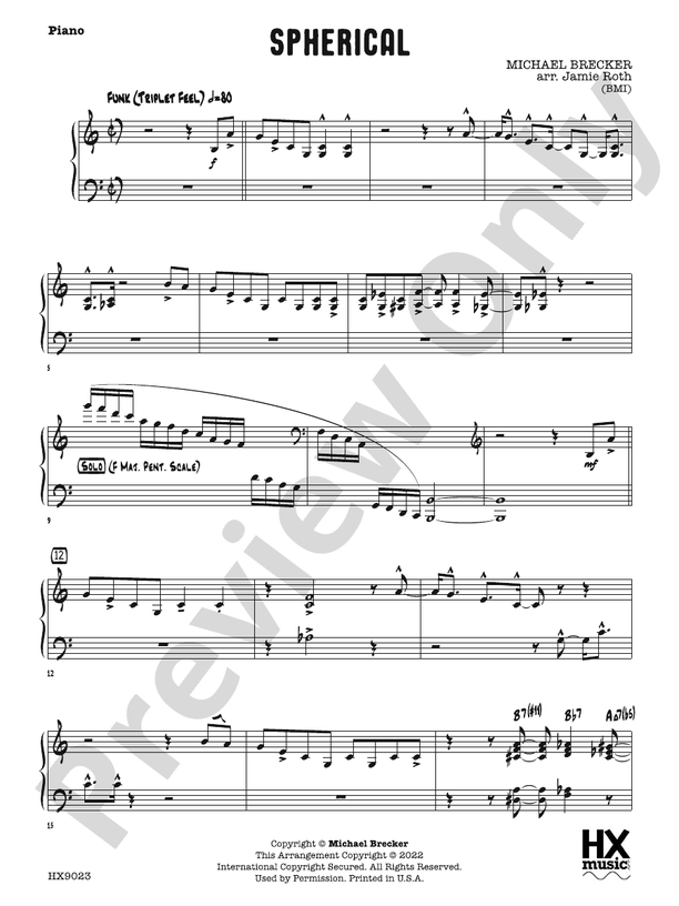 Spherical: Piano: Piano Part: Michael Brecker - Digital Sheet Music ...